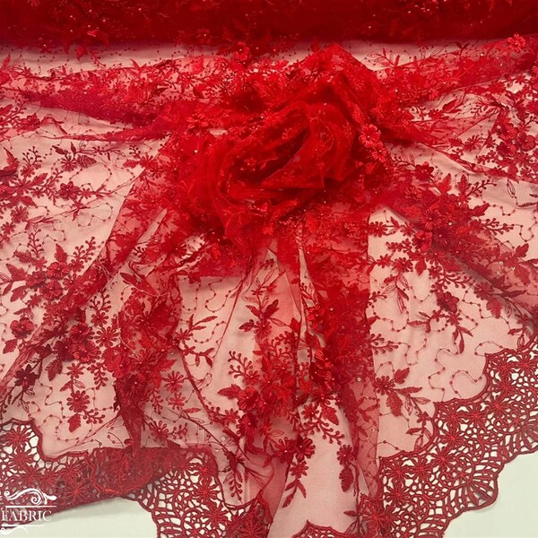 Red Beaded Fabric - Etsy
