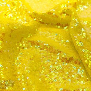 Iridescent Yellow All Over Mini Sequin Fabric by the Yard | on Tulle ...