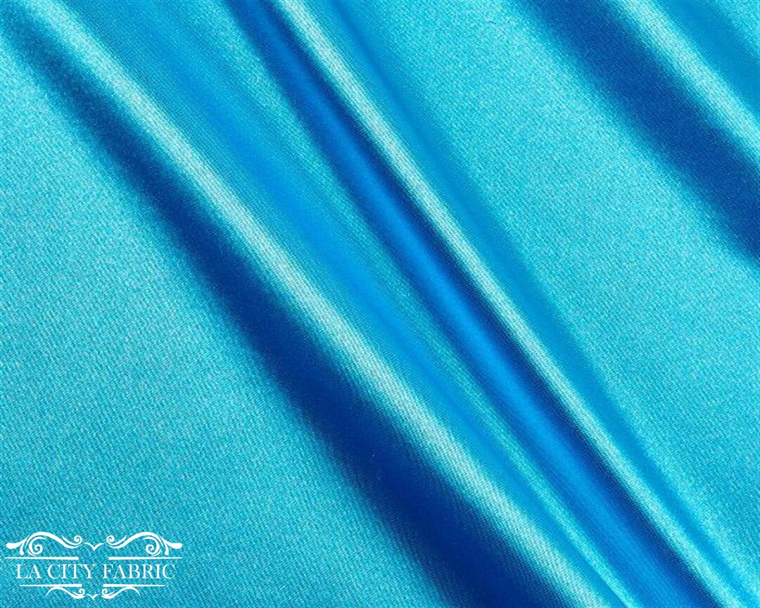 New Turquoise Thick Satin Fabric by the Yard | Bridal Satin Fabric ...