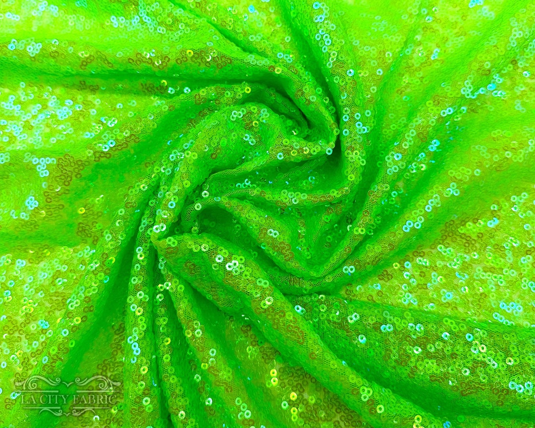 Iridescent Lime Green All Over Mini Sequin Fabric by the Yard | on ...