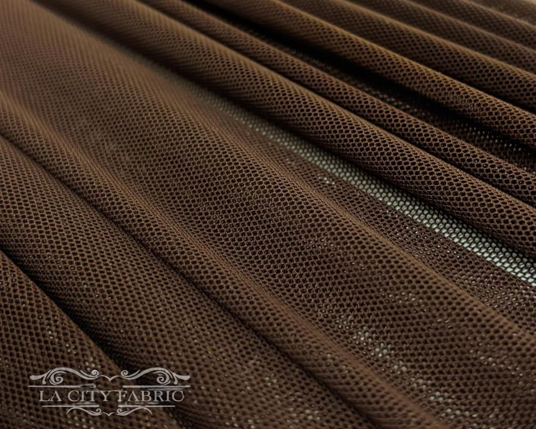 Brown Stretch Power Mesh Fabric by the Yard | 4-way Stretch Nylon ...