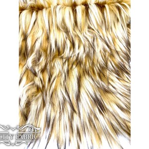 Camel Gold Coyote Faux Fur Fabric by the Yards 3” Long Pile Fur Fabric ...