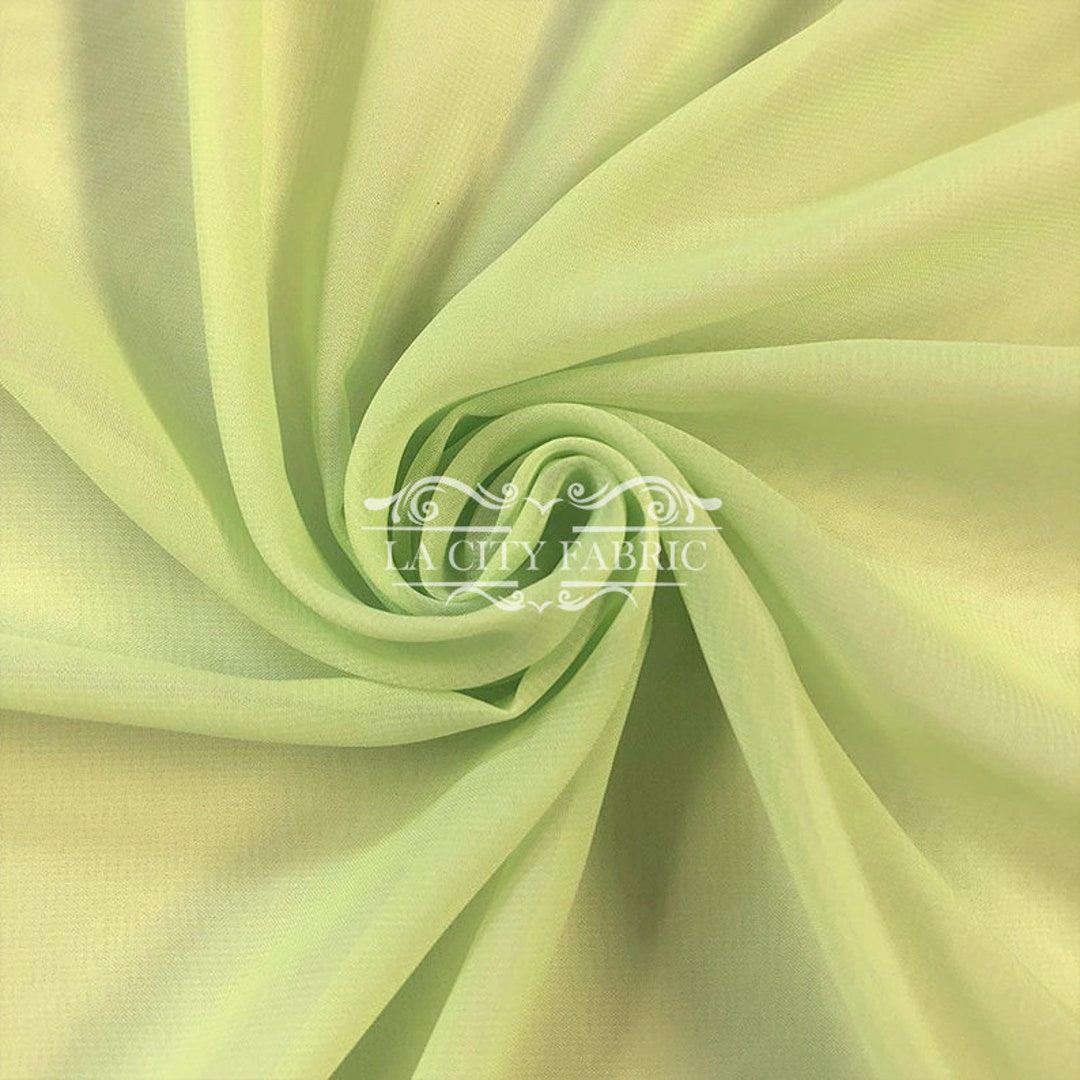 Lime Green Solid Chiffon Fabric by the Yard / Sheer Fabric / Soft ...