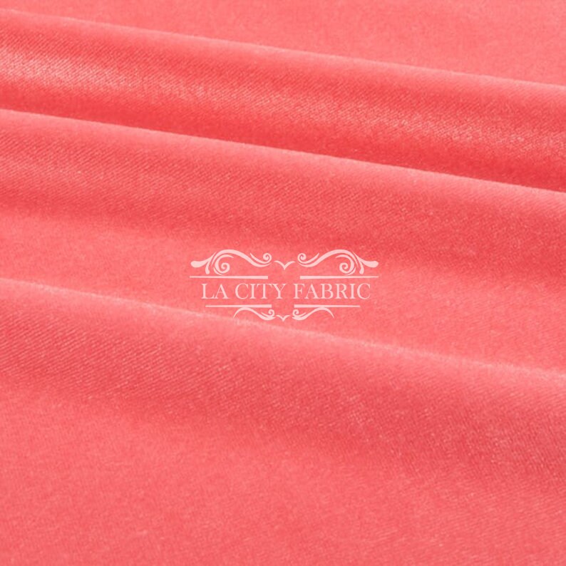Coral Stretch Velvet Fabric by the Yard _ 4 Way Stretch Spandex Fabric ...