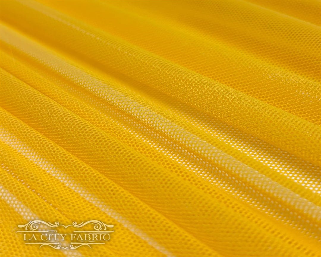 Yellow Stretch Power Mesh Fabric by the Yard | 4-way Stretch Nylon ...