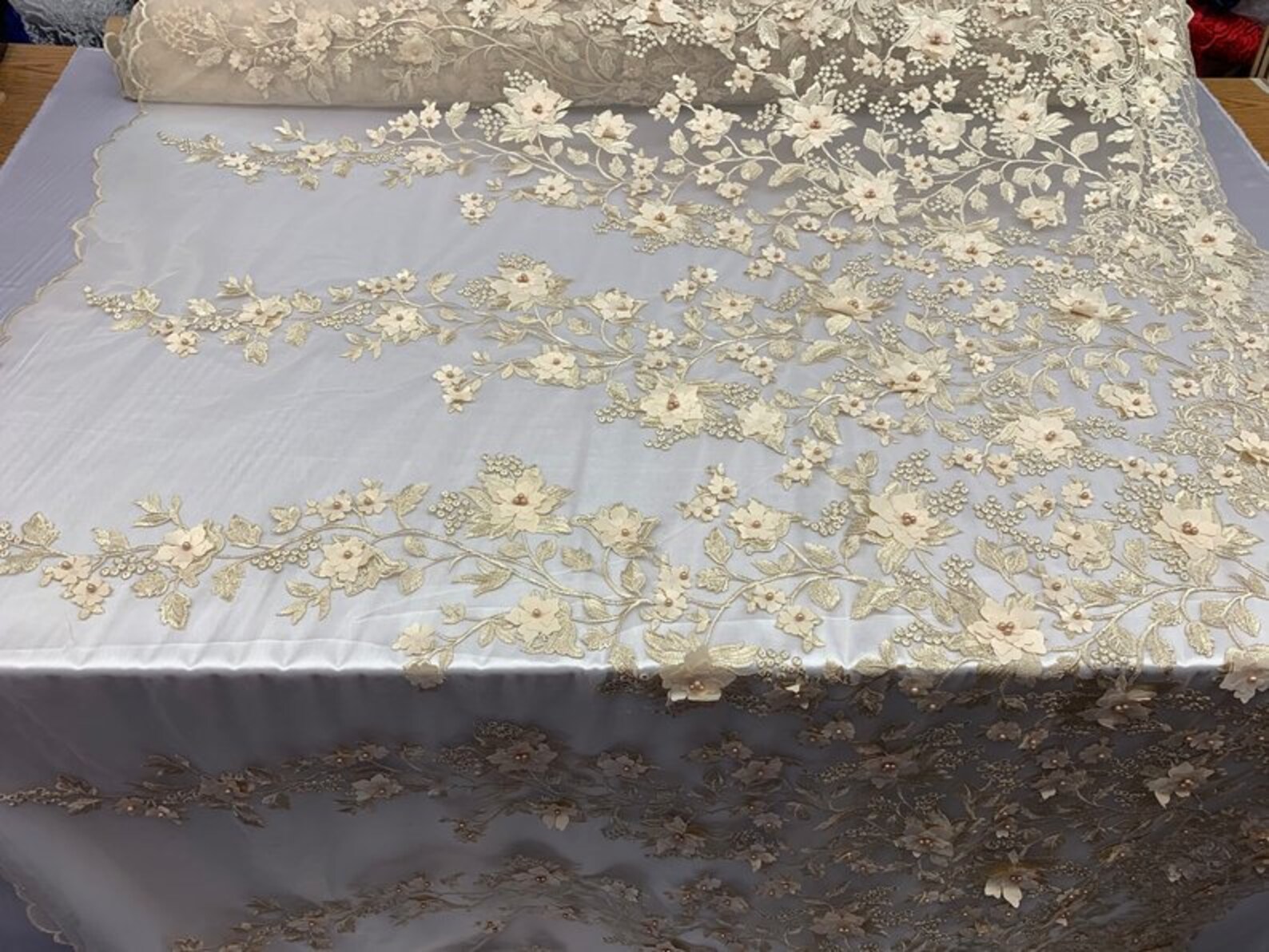 HIGH QUALITY Beaded Lace Embroidery Mesh Lace Fabric by the | Etsy