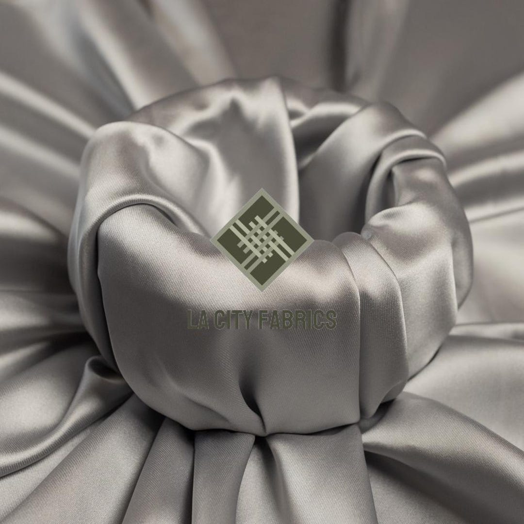 Silver Luxury 2 Way Stretchy Silky Satin Fabric by the Yard on Spandex ...