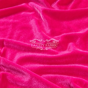 Hot Pink Stretch Velvet Fabric by the Yard _ 4 Way Stretch Spandex ...