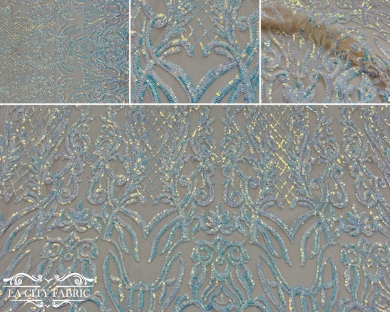4 Way Stretch Sequin Fabric by the Yard Embroidery Lace - Etsy