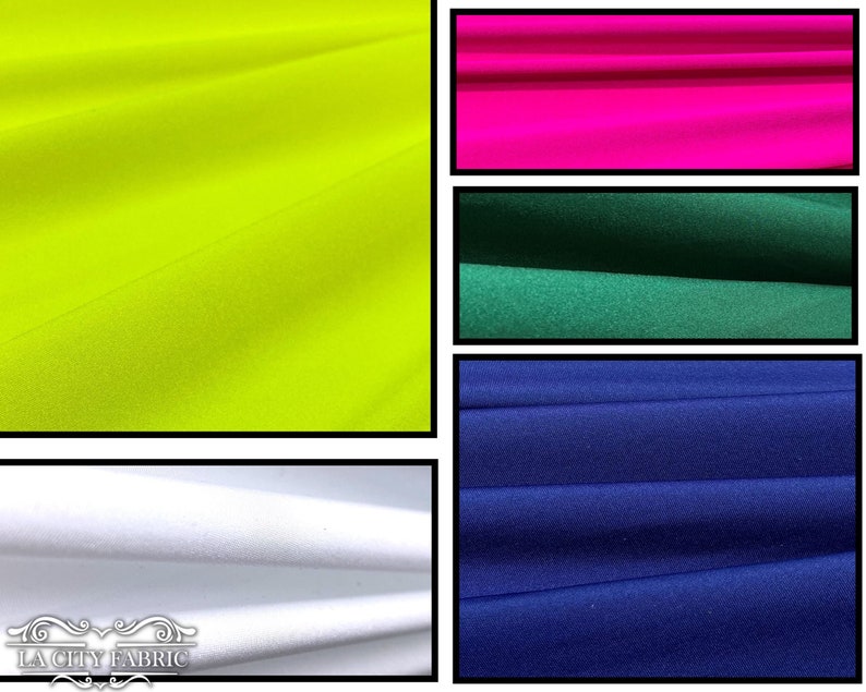 Off White Shiny 4 Way Stretch Nylon Spandex Fabric by the Yard | 58 ...