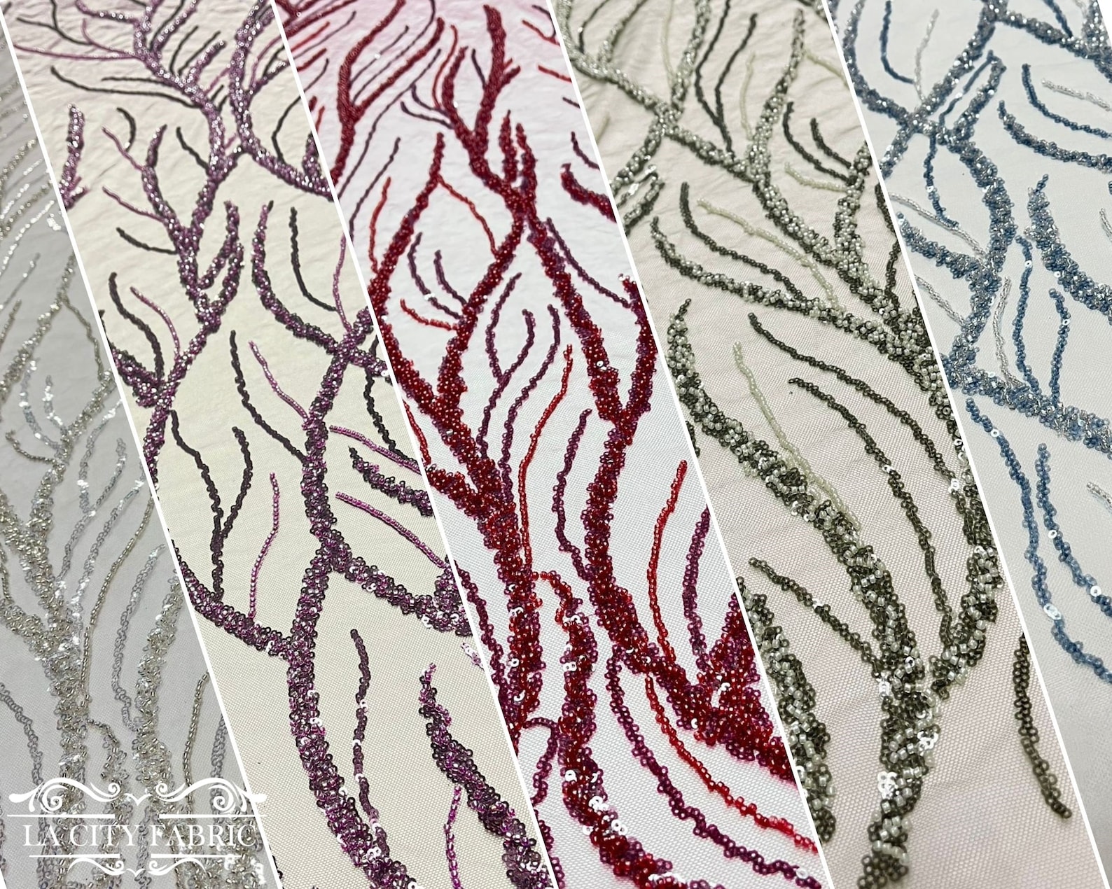 Light Blue Embroidery Beaded Lace Fabric by the Yard Crystal - Etsy