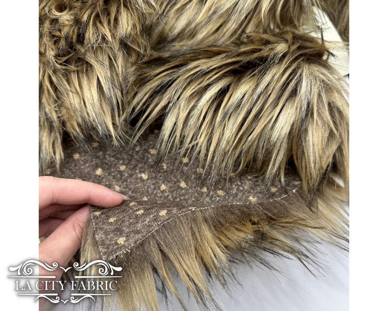 Brown Coyote Faux Fur Fabric by the Yard | 3” Long Pile Fur Fabric ...