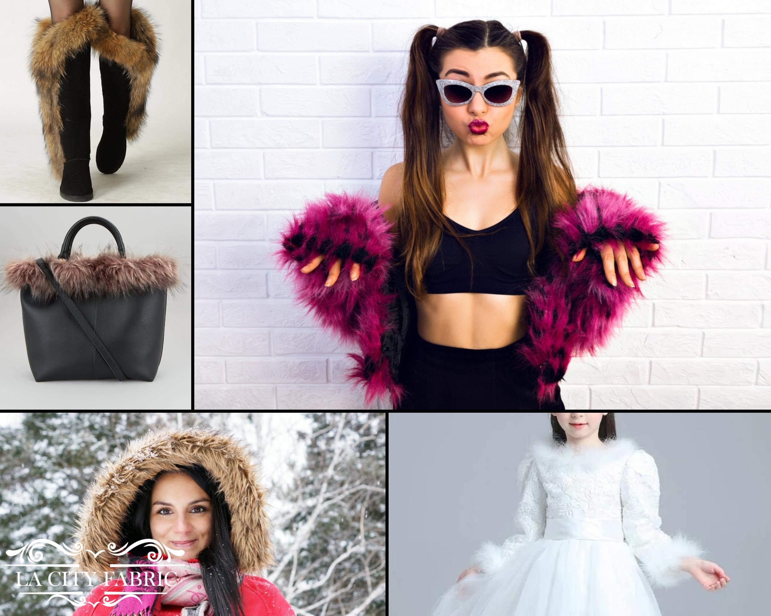 Ribbon Neon Pink Faux Fur Fabric by the Strips Ribbon Animal - Etsy