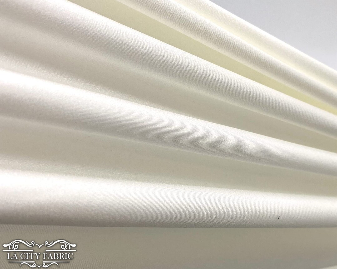 Off White Shiny 4 Way Stretch Nylon Spandex Fabric by the Yard | 58 ...