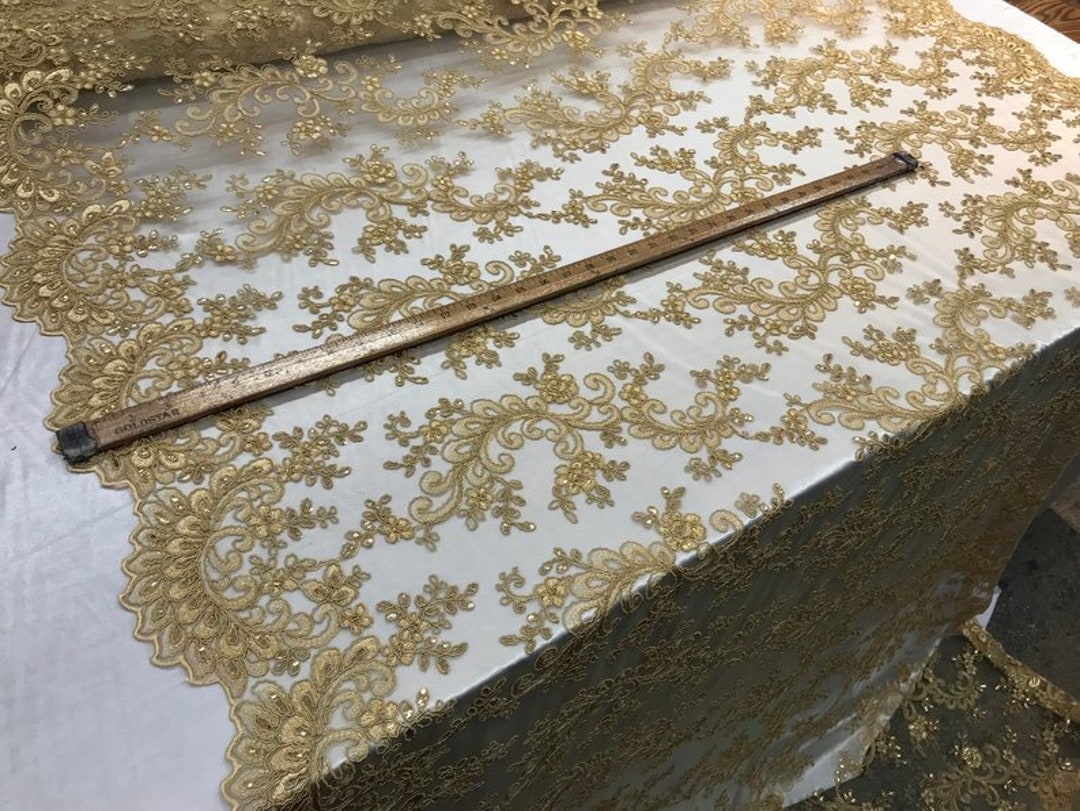 FLORAL Design Mesh Lace Fabric by the Yard Embroidered Lace/ Handmade ...