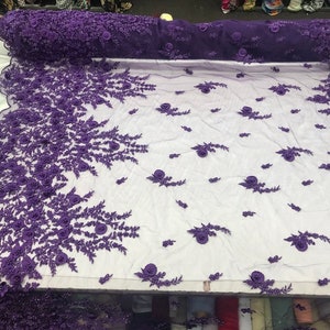 2019 Modern//purple//floral/flower Beaded Mesh Lace Fabric by Yard ...