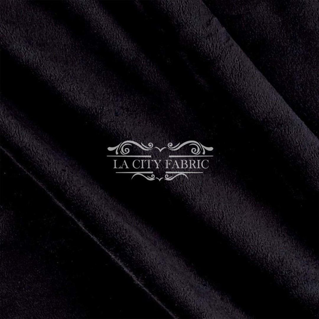 Black Solid Minky Fabric by the Yard _ 3mm Pile Soft and Snuggly 60 ...