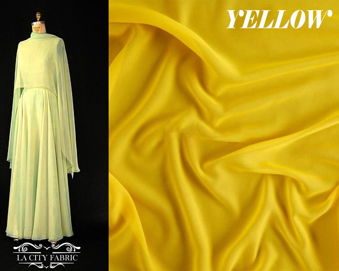 Yellow Chiffon Fabric by the Yard | Polyester Chiffon Fabric | Sheer ...