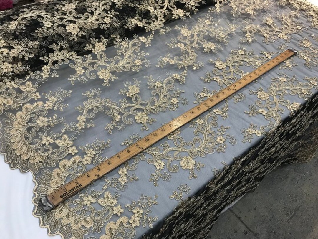 FLORAL Design Mesh Lace Fabric by the Yard Embroidered Lace/ Handmade ...