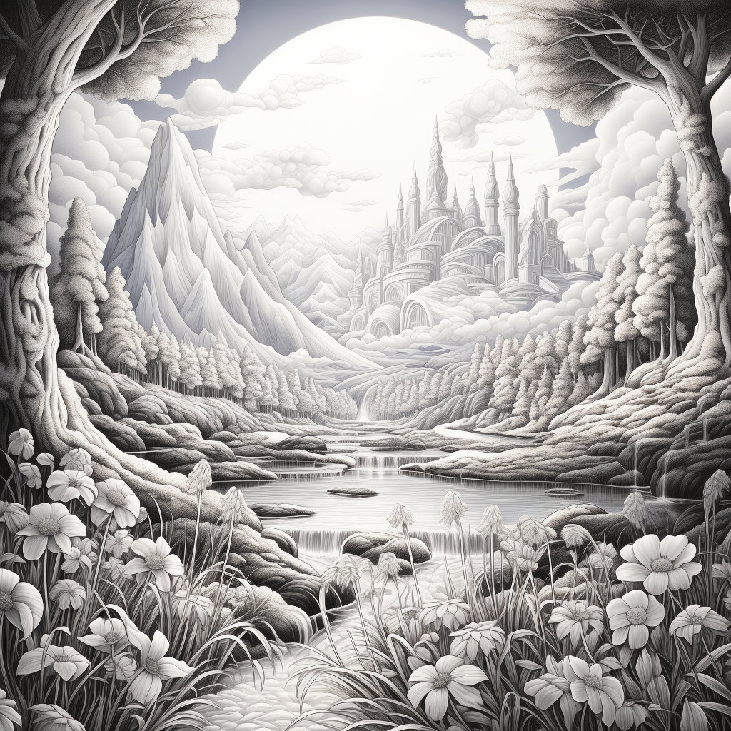 Landscapes Coloring Book 1 (8 Pages) - Etsy