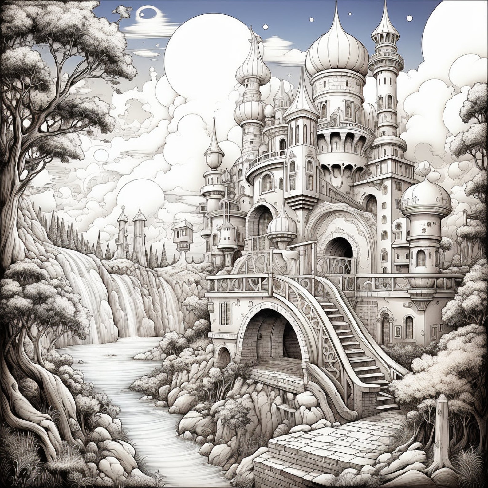 Landscapes Coloring Book 1 (8 Pages) - Etsy