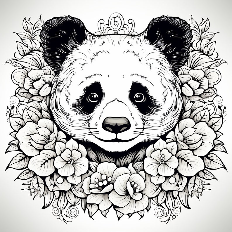 Panda Coloring Page - Etsy