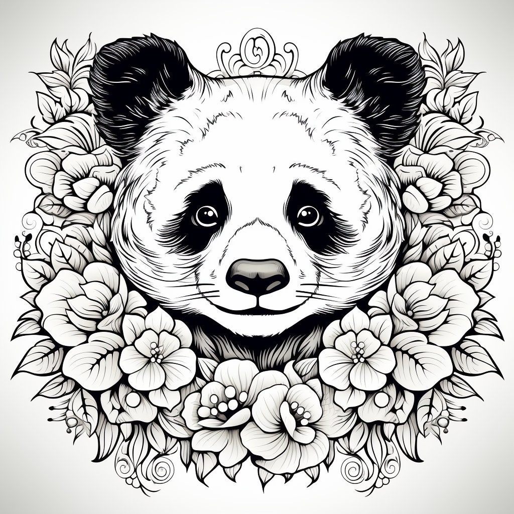 Panda Coloring Page - Etsy