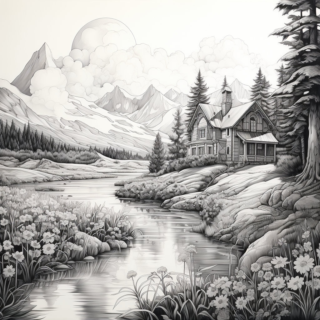 Landscapes Coloring Book 1 (8 Pages) - Etsy