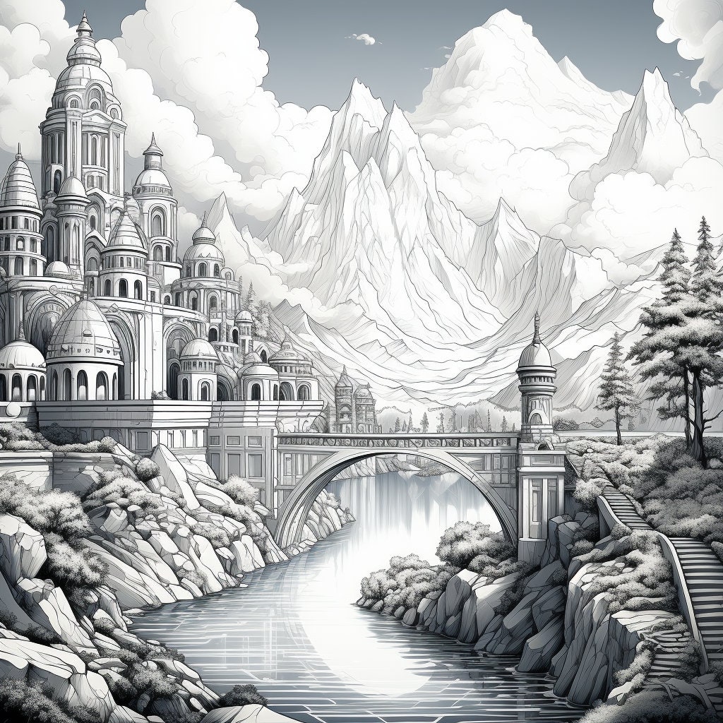 Landscapes Coloring Book 1 (8 Pages) - Etsy