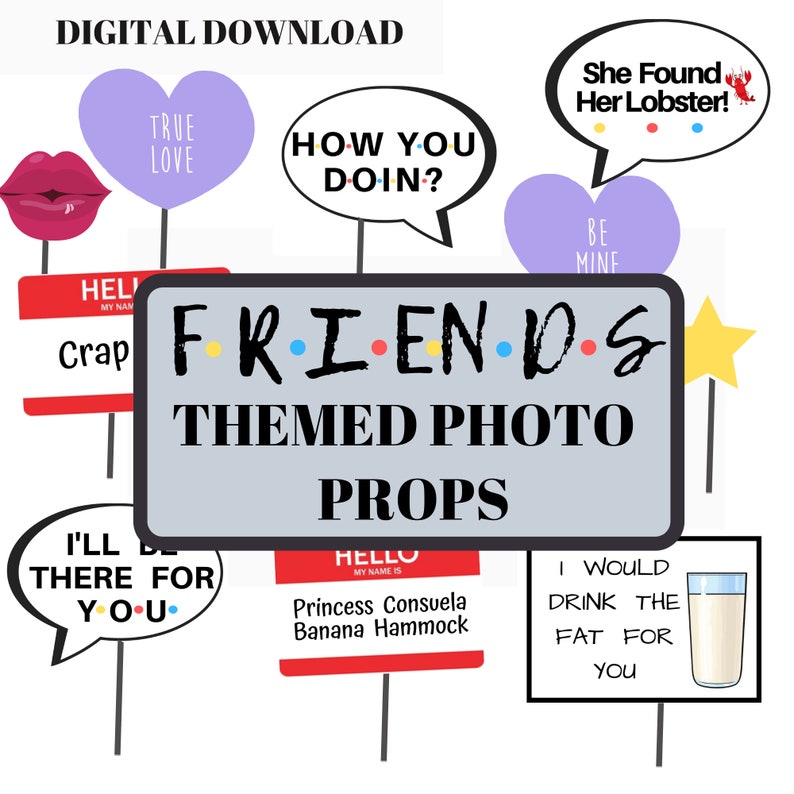 Photo Booth Props for a Friends Theme Bachelorette |friends TV Show ...