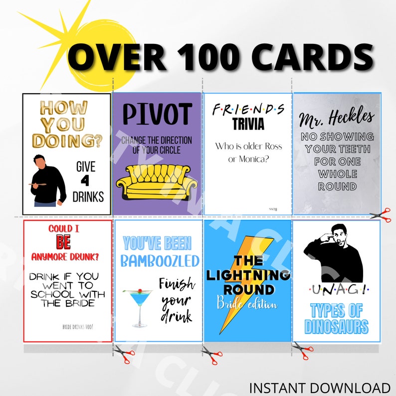 Friends Themed Bachelorette Party Drinking Game | Bachelorette Games ...