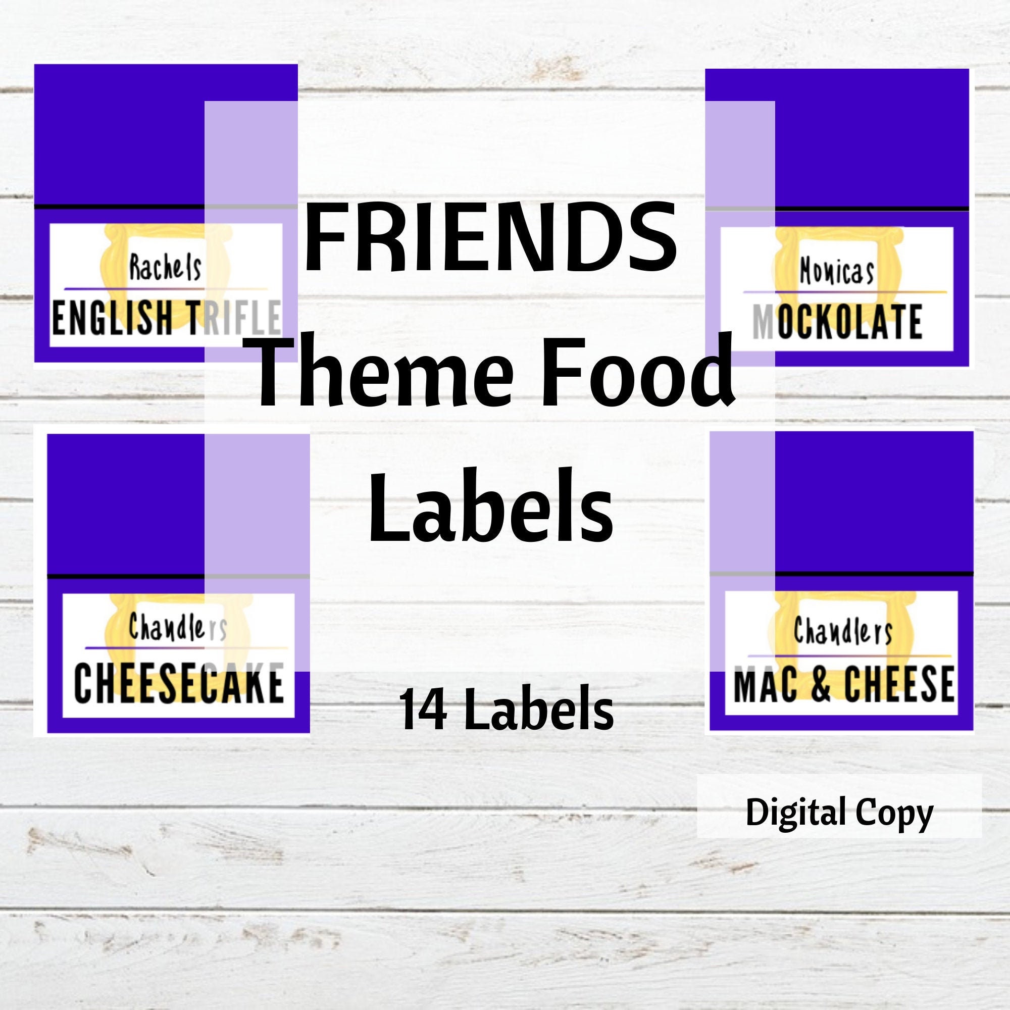 Friends Theme Food Labels, Friends Tv Show Food Tags, Food Tent Cards ...
