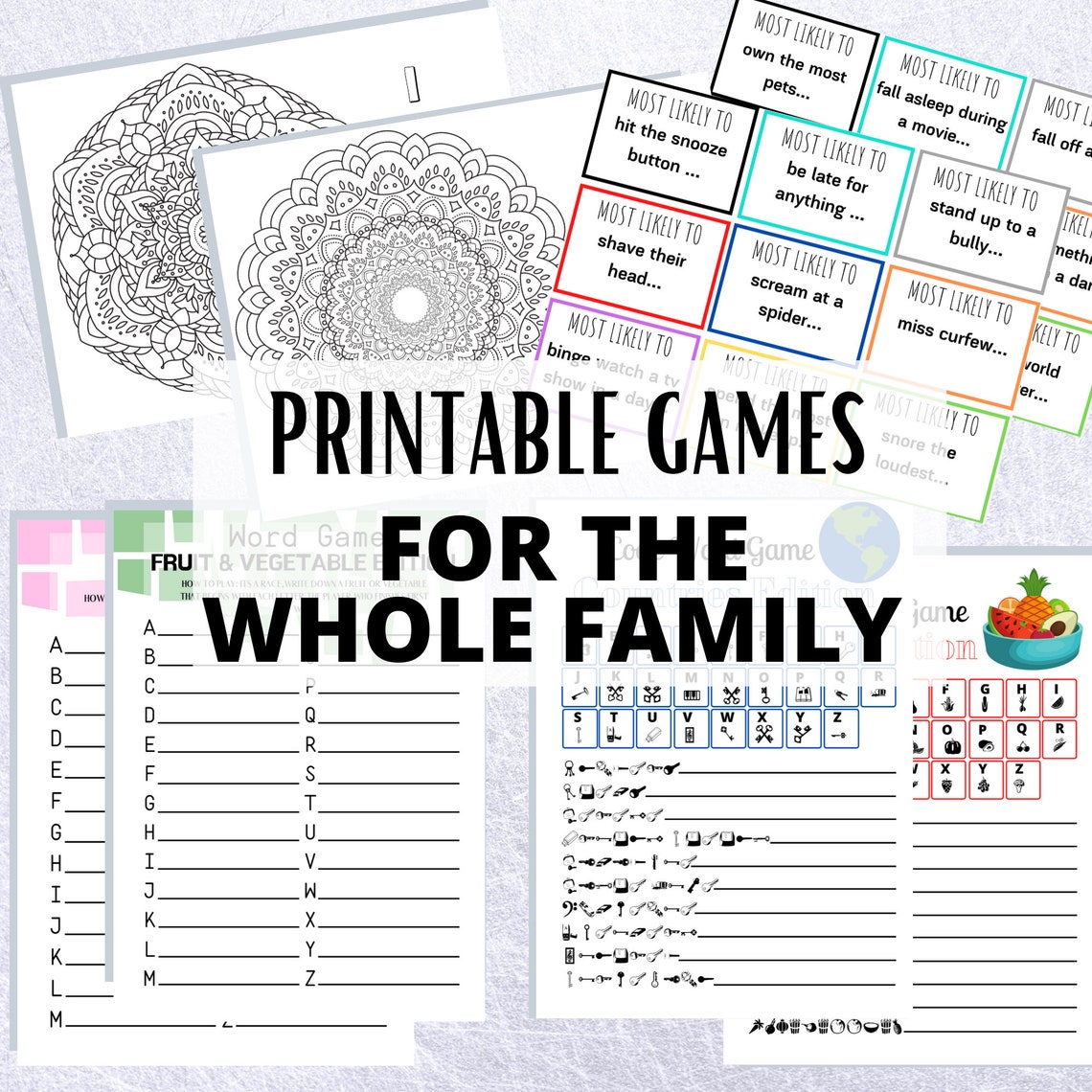 Printable Games for Kids and Families | Indoor Games |fun Family Games ...