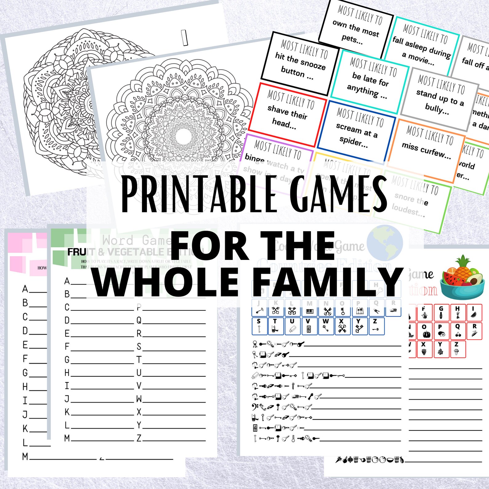 Printable Games for Kids and Families | Indoor Games |fun Family Games ...