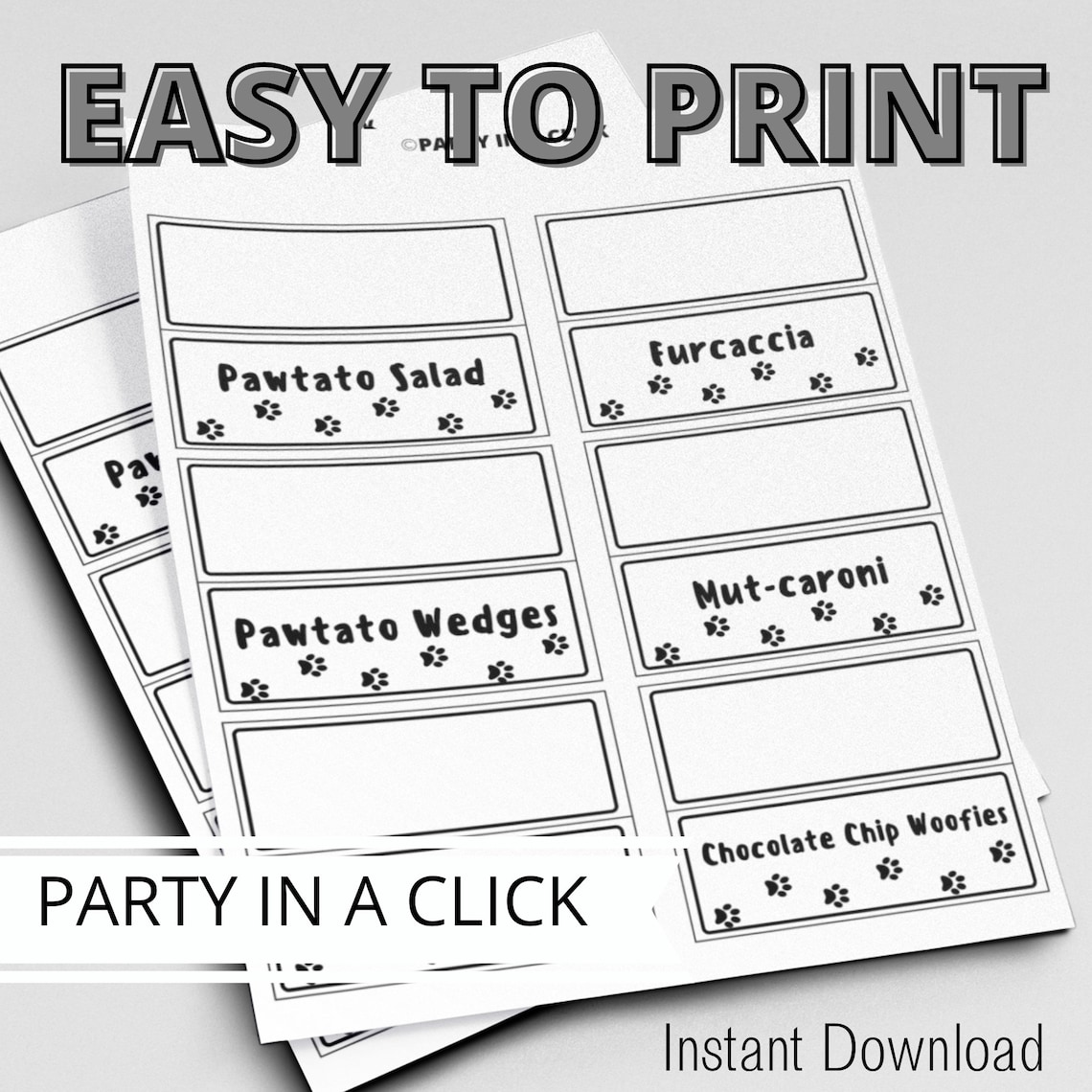 Dog Birthday Party Food Labels Dog Party Printables Puppy - Etsy