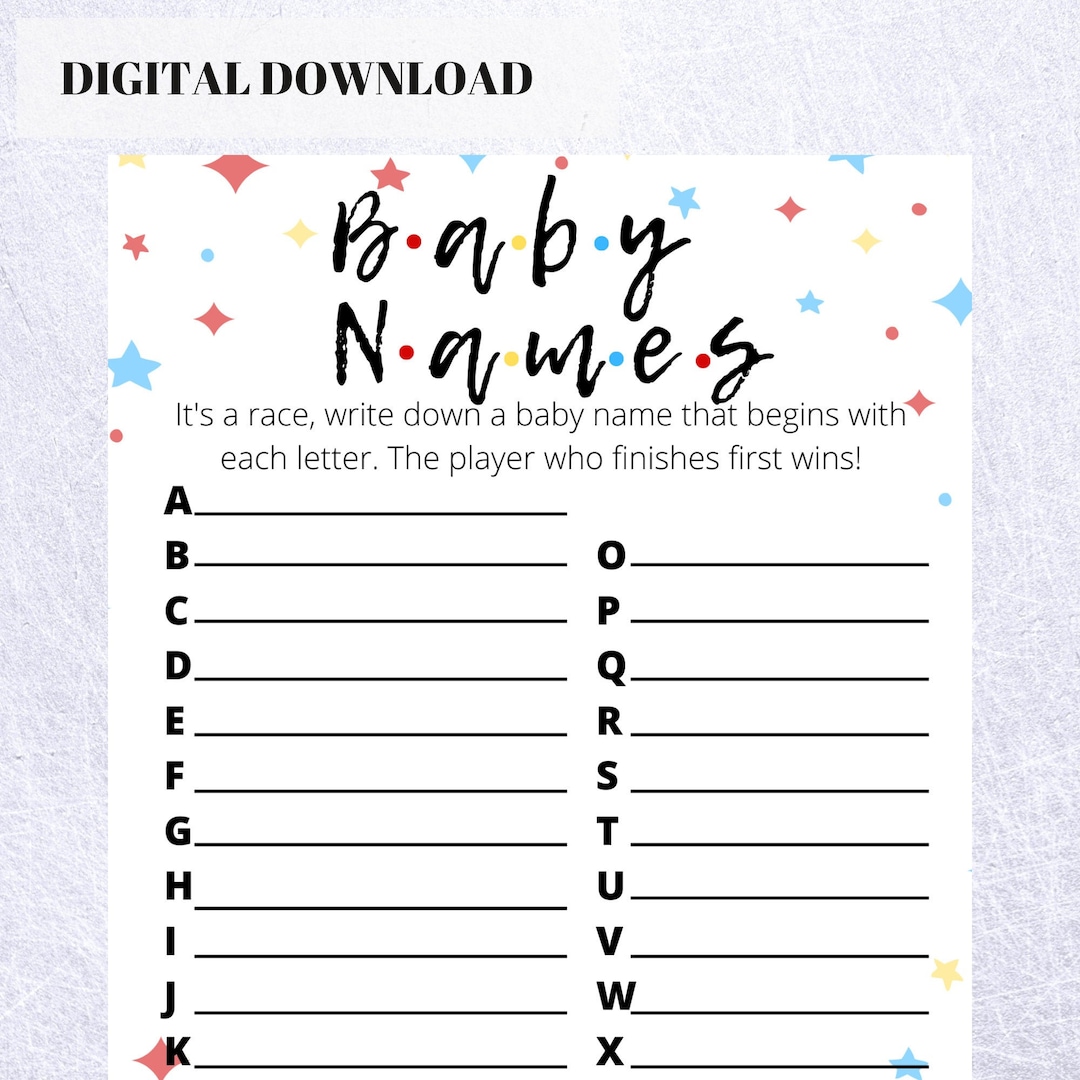 PRINTABLE Friends Theme Game "baby Name Race", Baby Shower, Gender ...