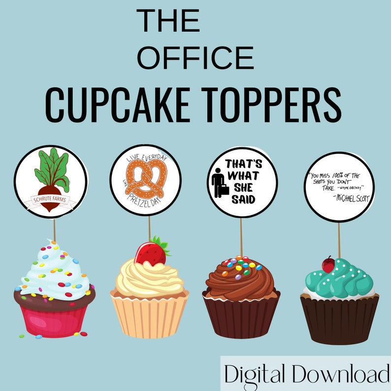 The Office Themed Cupcake Toppers the Office Theme - Etsy
