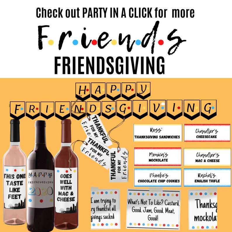 Friendsgiving Friend TV Show Food Labels Friendsgiving - Etsy