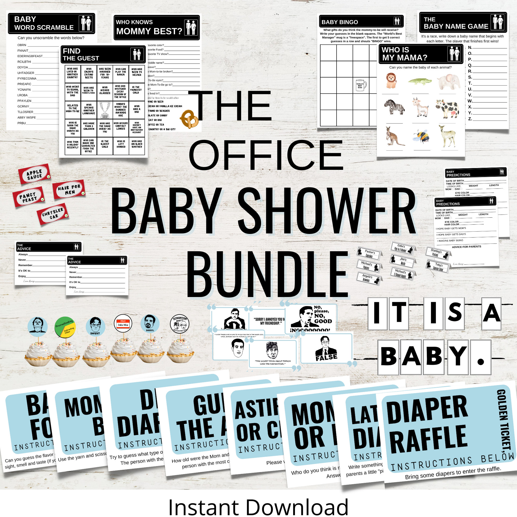 The Office TV Show Baby Bundle, the Office Baby Shower Decorations ...