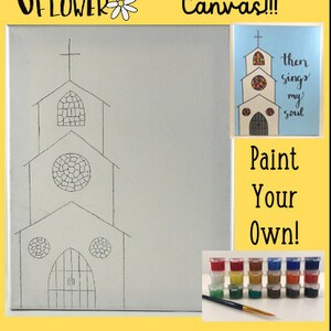 Church Canvas Sketch, DIY Paint, Paint Party, Customizable - Etsy