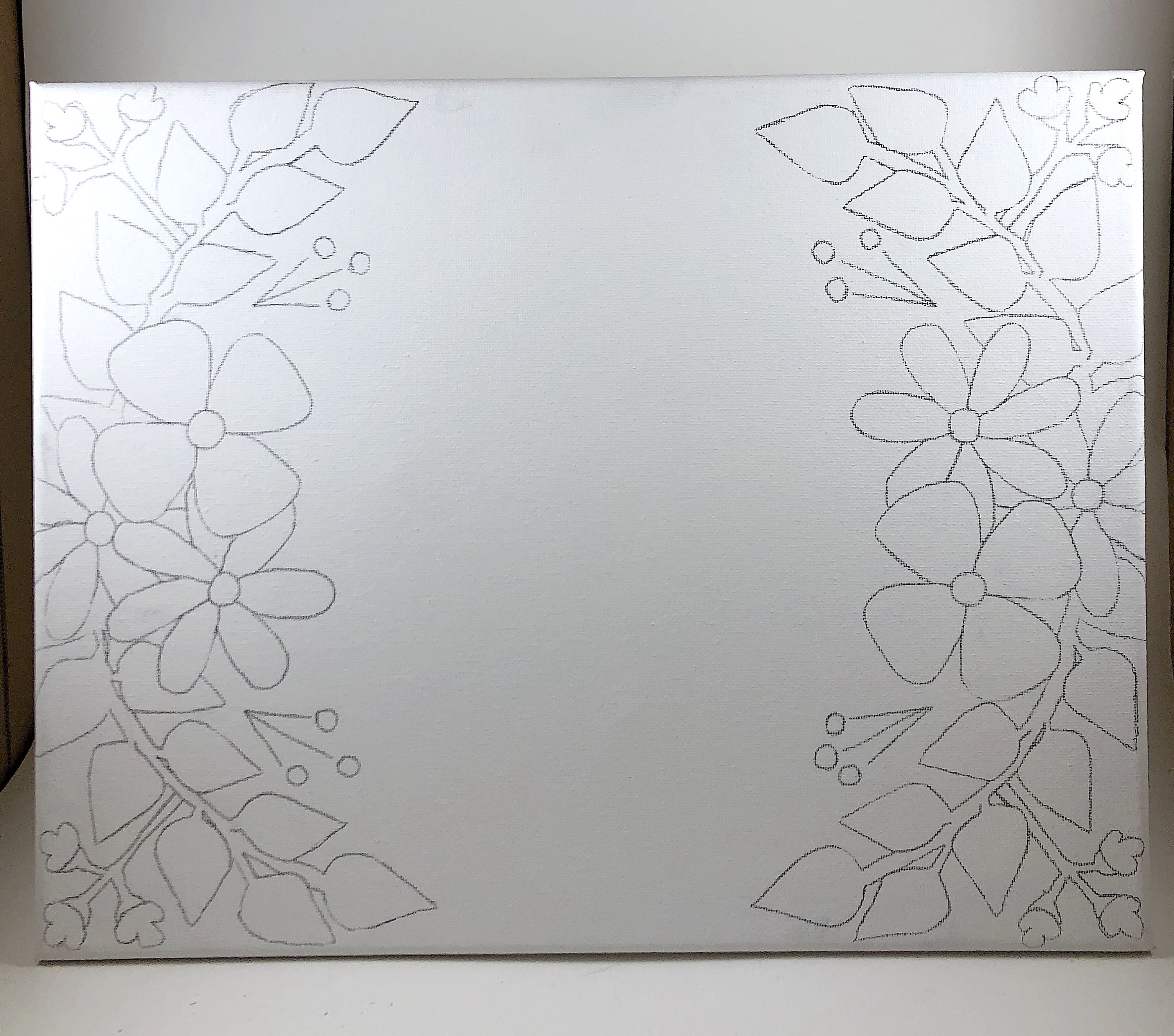 Pretty Floral Border Canvas Sketch, DIY Paint, Paint Party ...