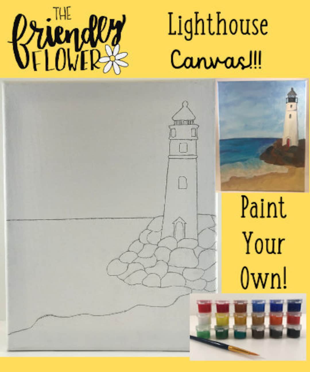 Lighthouse Canvas Sketch, DIY Paint, Paint Party, Customizable, Teen ...