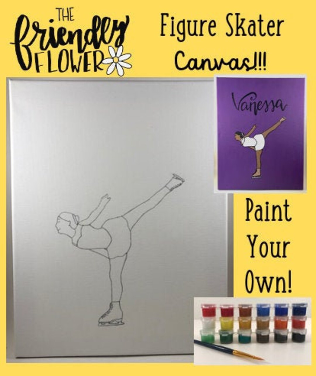 Figure Skater Canvas Sketch, DIY Paint, Paint Party, Personalized, Gift ...