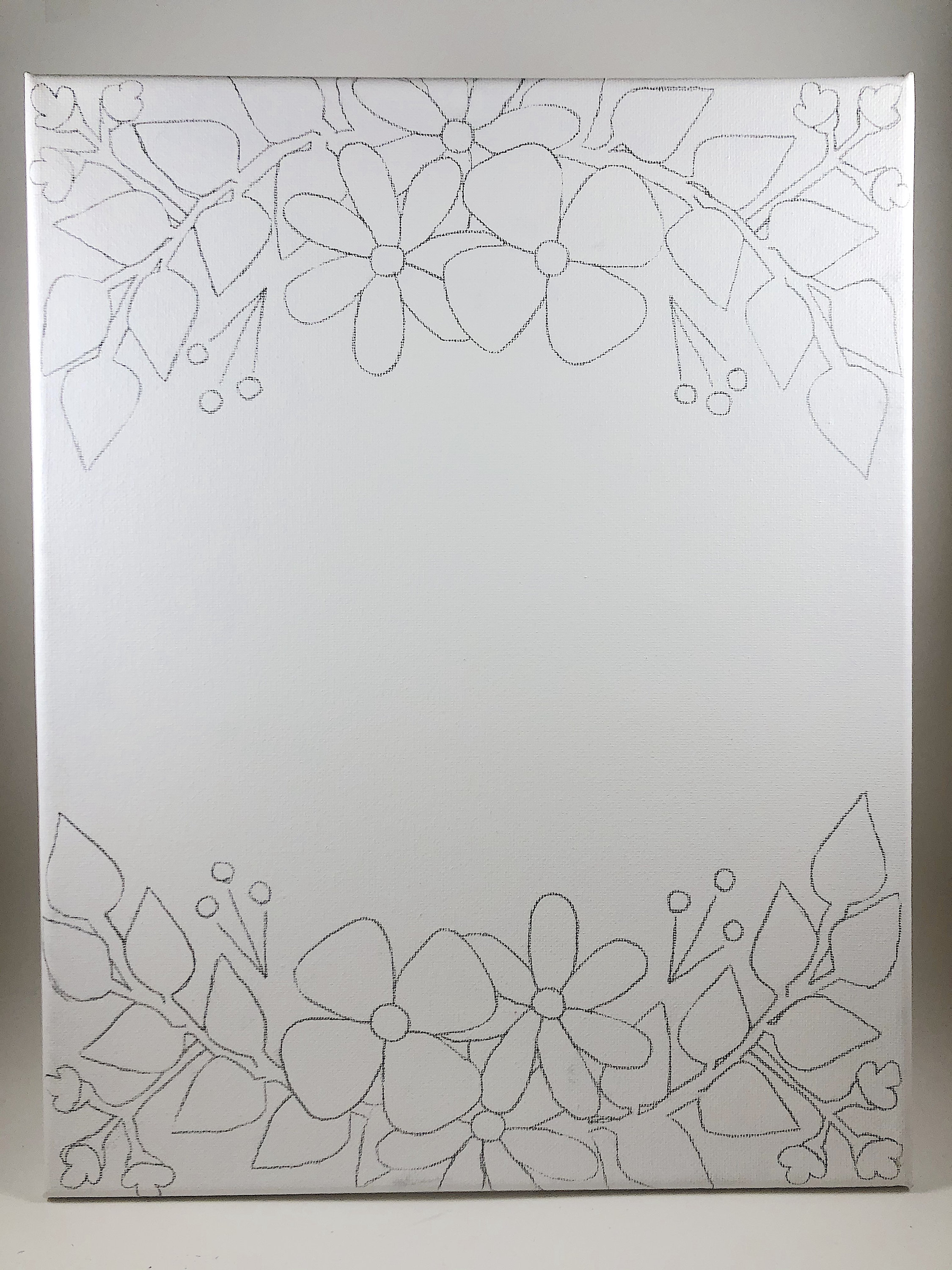 Pretty Floral Border Canvas Sketch, DIY Paint, Paint Party ...