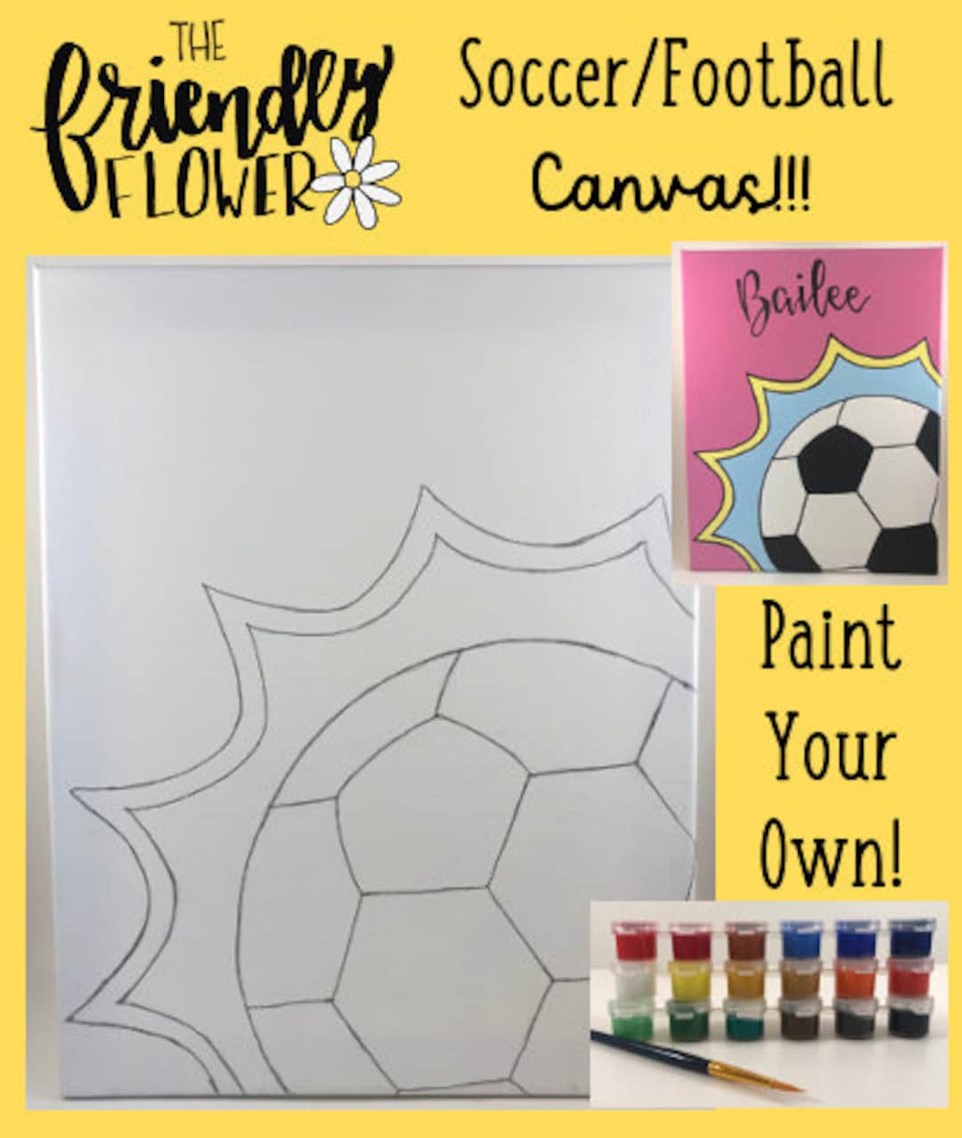 Soccer/football Canvas Sketch, DIY Paint, Paint Party, Customizable ...