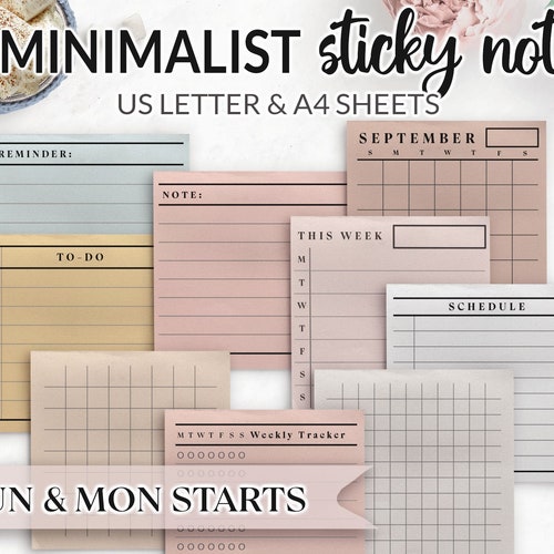 Wellness Sticky Note Printable 3x3 Bullet Journal Bujo | Etsy