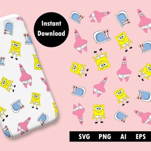 Spongebob pattern spongebob outline svg spongebob vector | Etsy