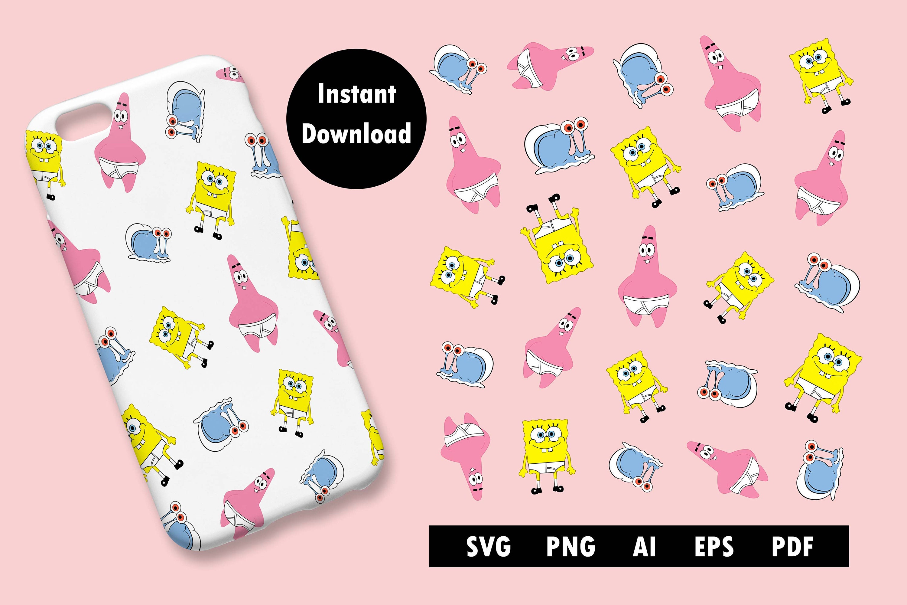 Spongebob pattern spongebob outline svg spongebob vector | Etsy