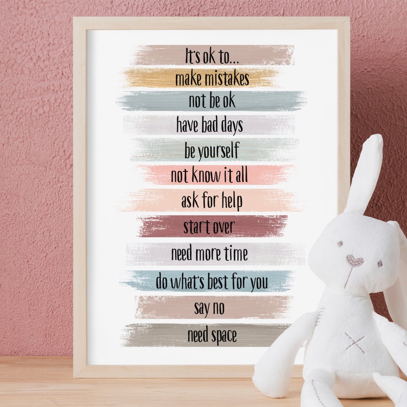 Its Okay to Not Be Okay Poster, Motivational Kids Art, Classroom ...