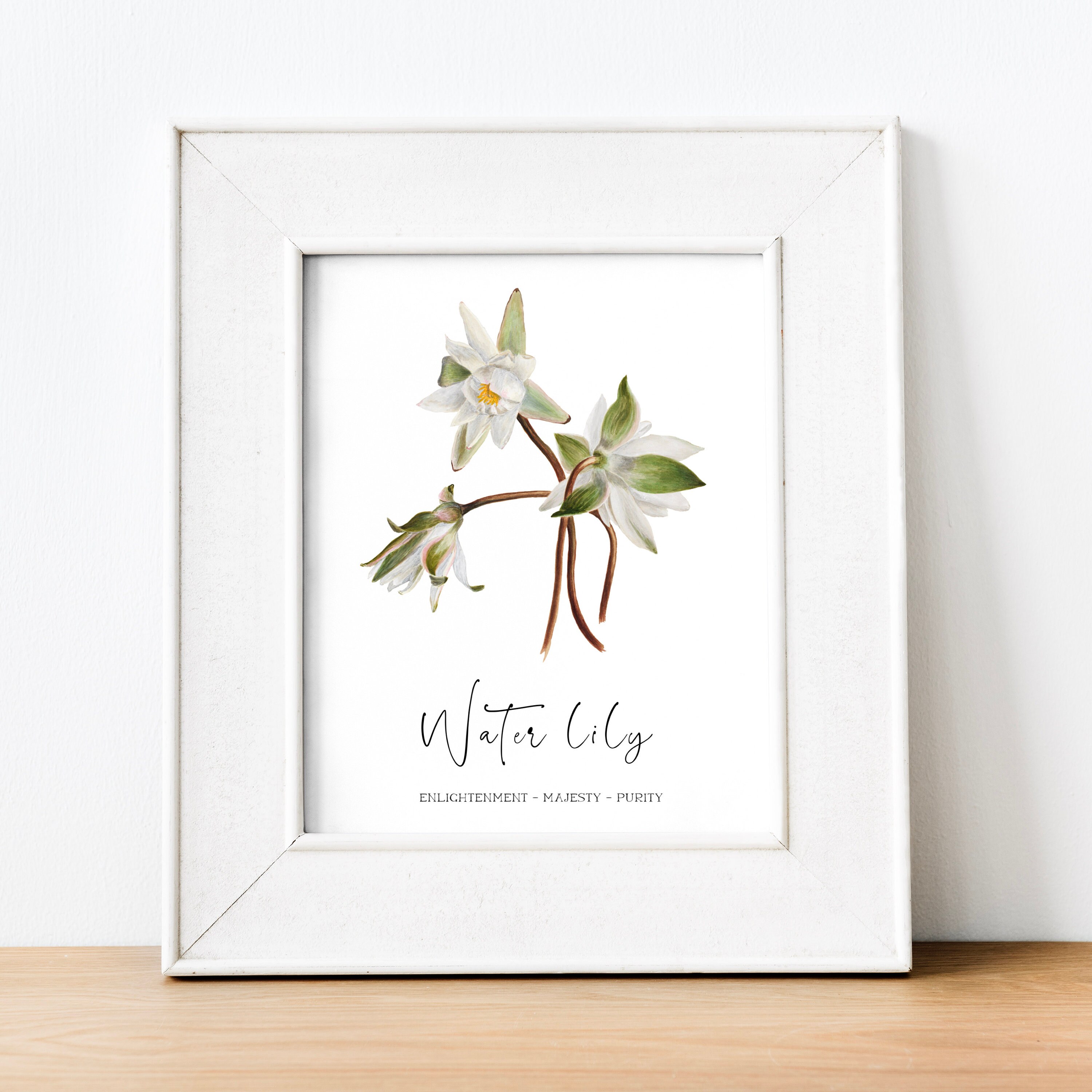 July Birth Flower Art Printable Digital Download Water Lily - Etsy